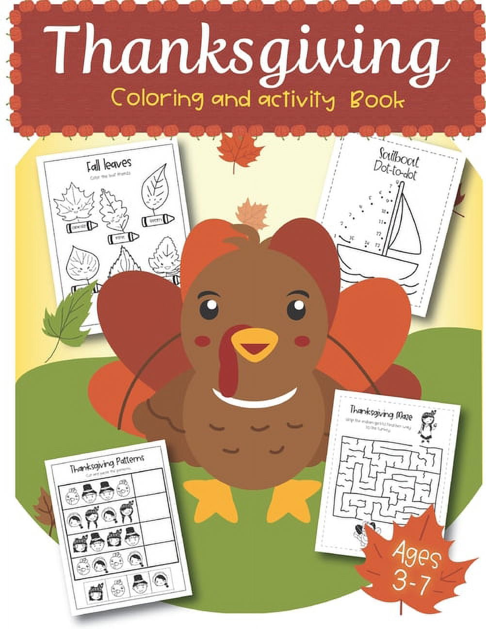 Thanksgiving Coloring and Activity Book ages 3-7: Coloring Pages, Word ...