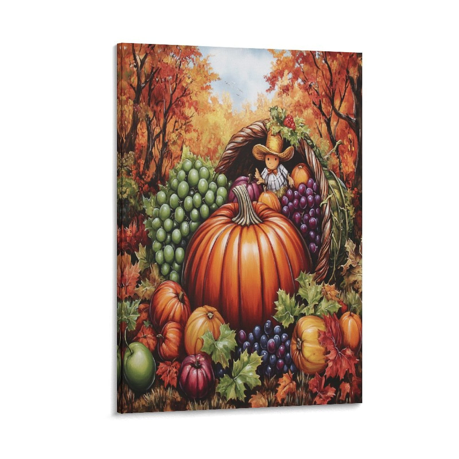Thanksgiving Cornucopia Illustration Canvas Pictures Wall Art 12x18inch ...