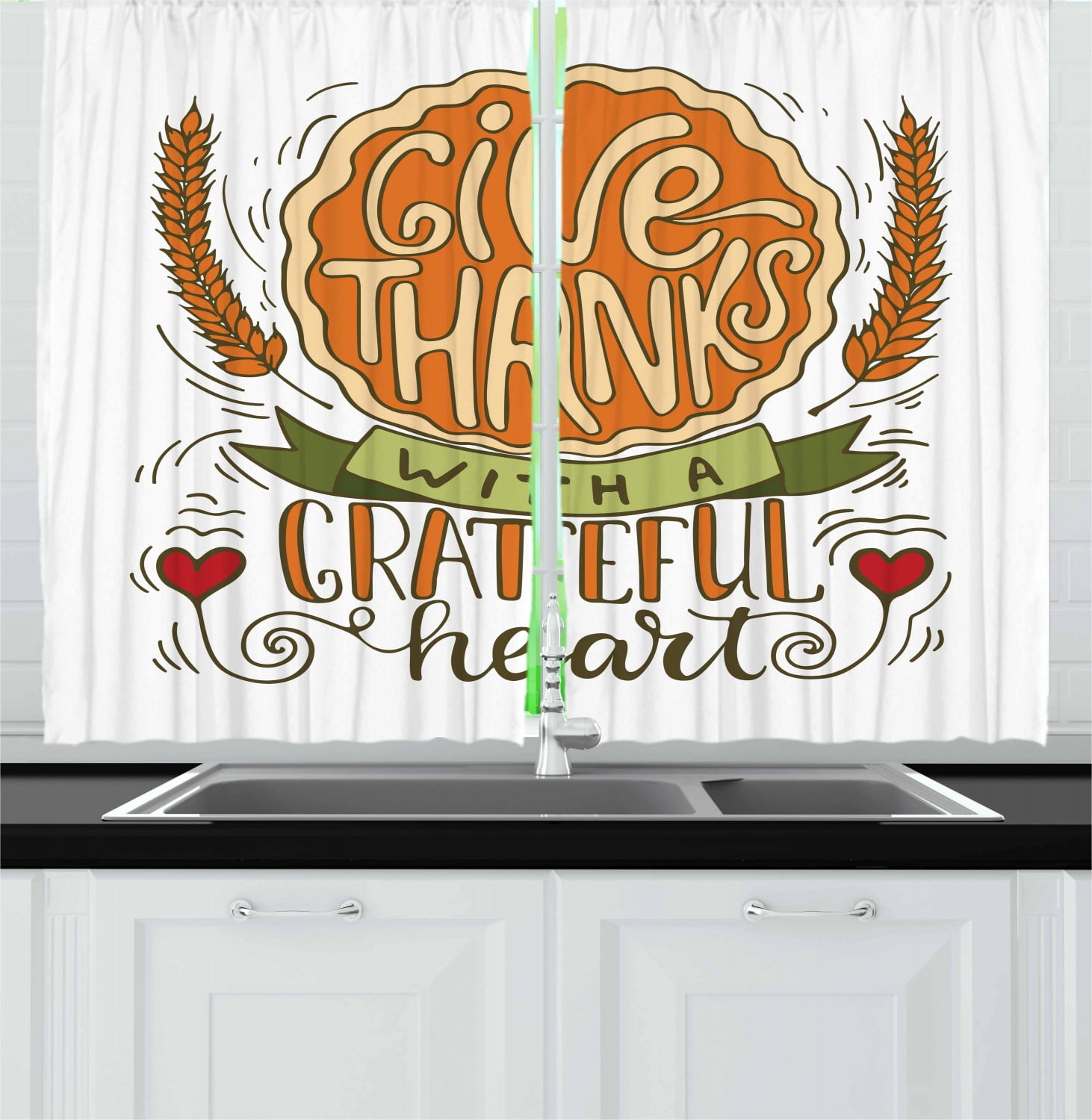 Thanksgiving Curtains 2 Panels Set, Give Thanks with a Grateful Heart ...