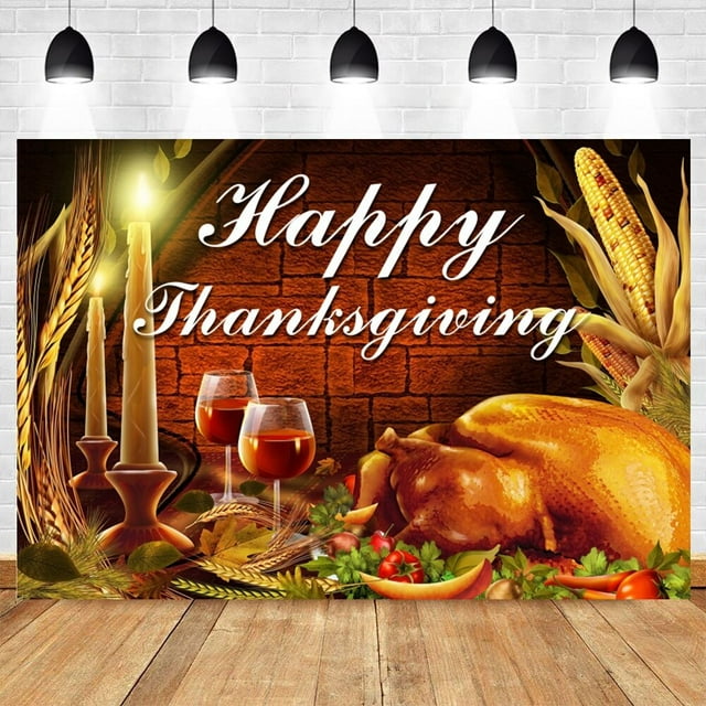 Thanksgiving Day Backdrop Theme Party Decoration Fruits Turkey Dining ...