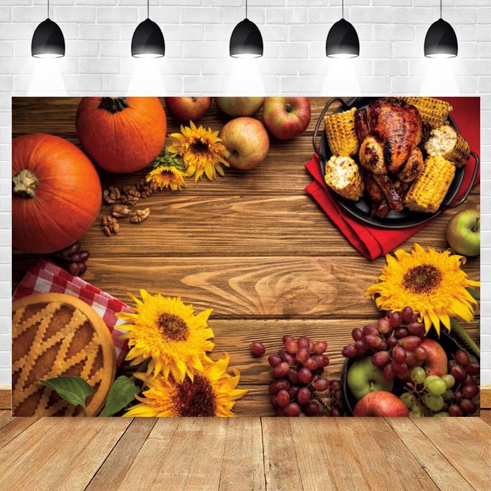 Thanksgiving Day Backdrop Theme Party Decoration Fruits Turkey Dining ...