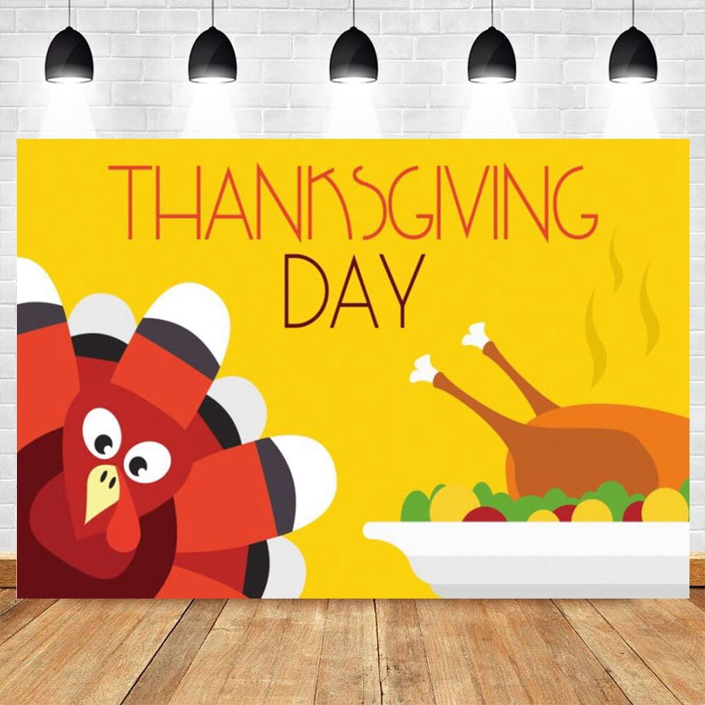 Thanksgiving Day Backdrop Theme Party Decoration Fruits Turkey Dining ...