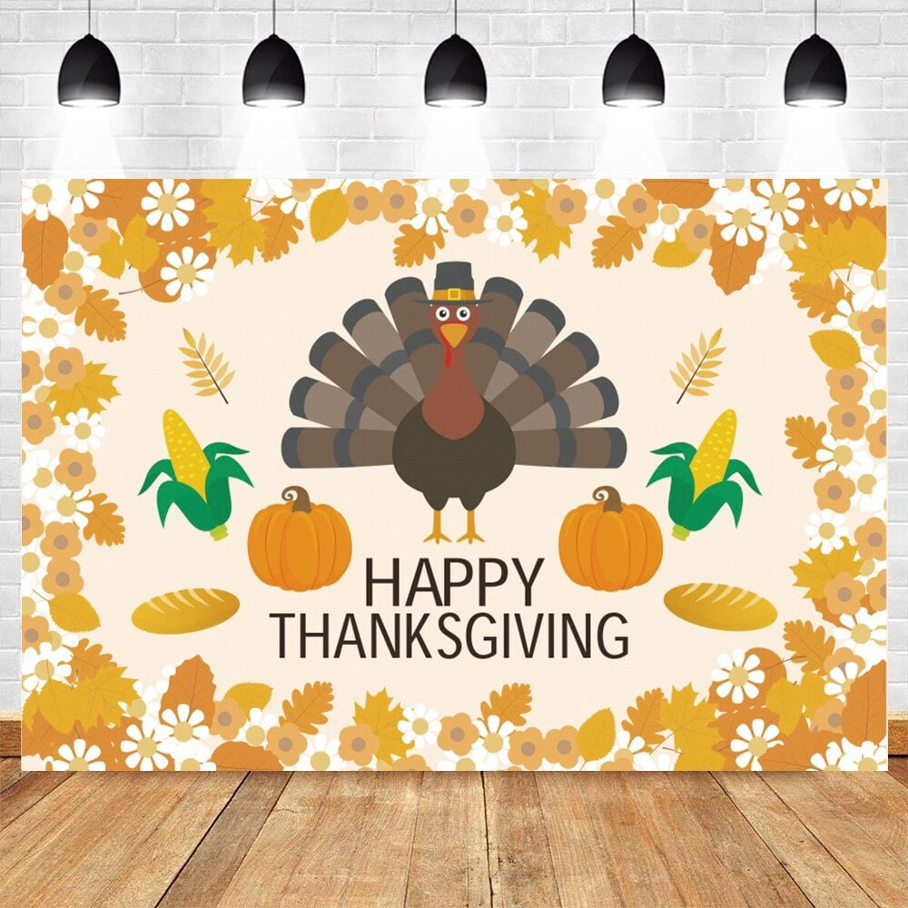 Thanksgiving Day Backdrop Theme Party Decoration Fruits Turkey Dining ...