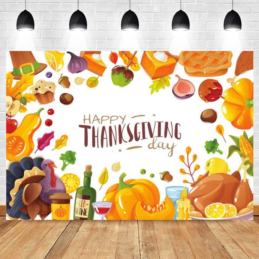 Thanksgiving Day Backdrop Theme Party Decoration Fruits Turkey Dining ...
