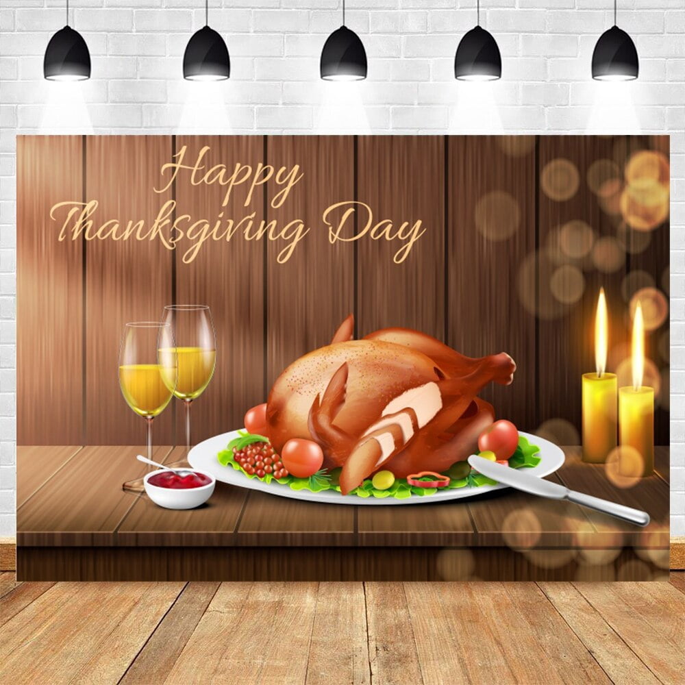 Thanksgiving Day Backdrop Theme Party Decoration Fruits Turkey Dining ...