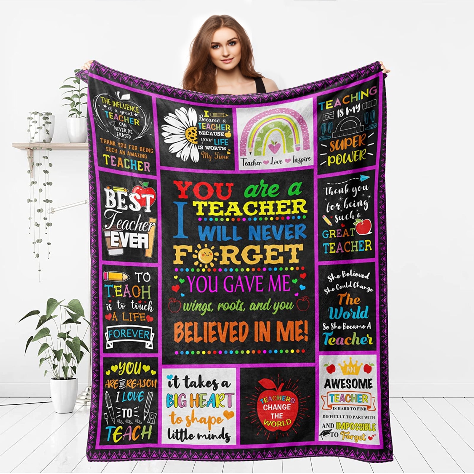 "Teacher Appreciation Holiday Present, Christmas/Birthday Gift, Thank You Teacher's Blanket 50 ...