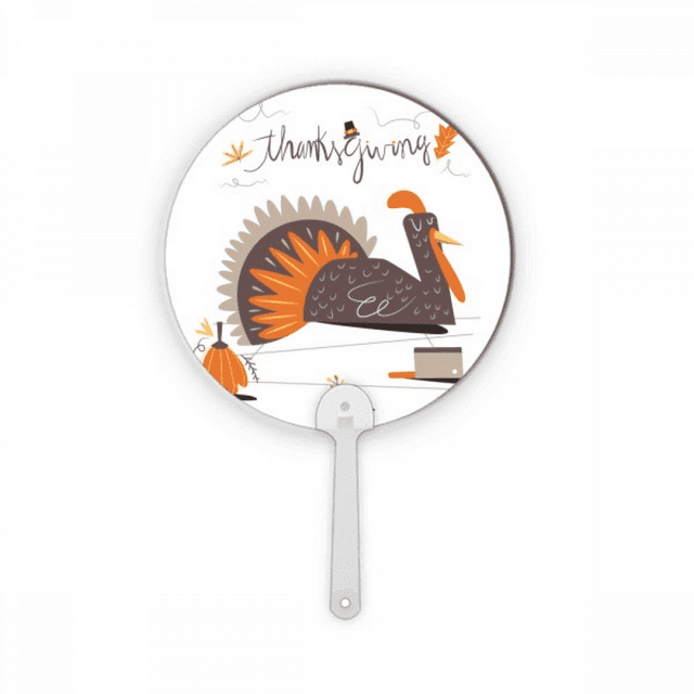 Thanksgiving Day Turkey Pattern Plastic Round Handheld Fan Decorations ...