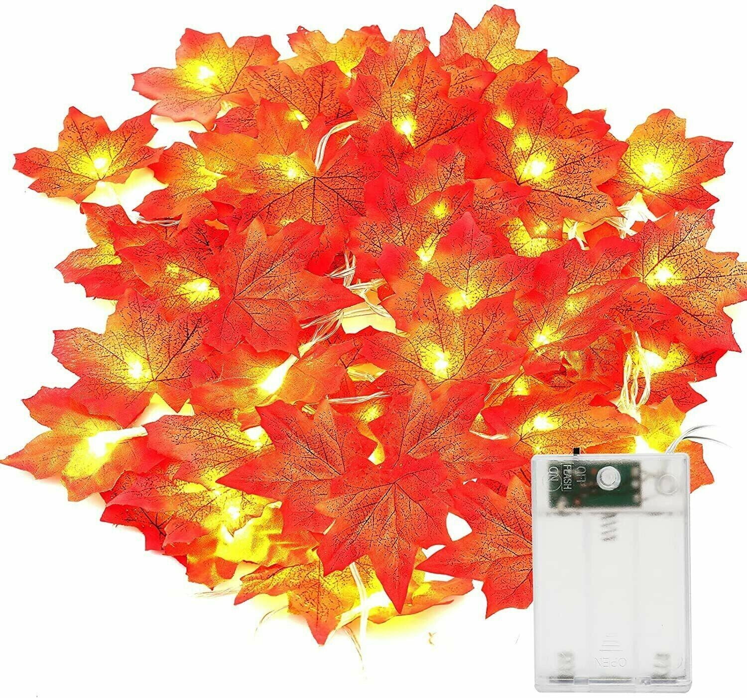 Thanksgiving Decorations Lighted Fall Garland, 20ft 40 LED Thanksgiving ...