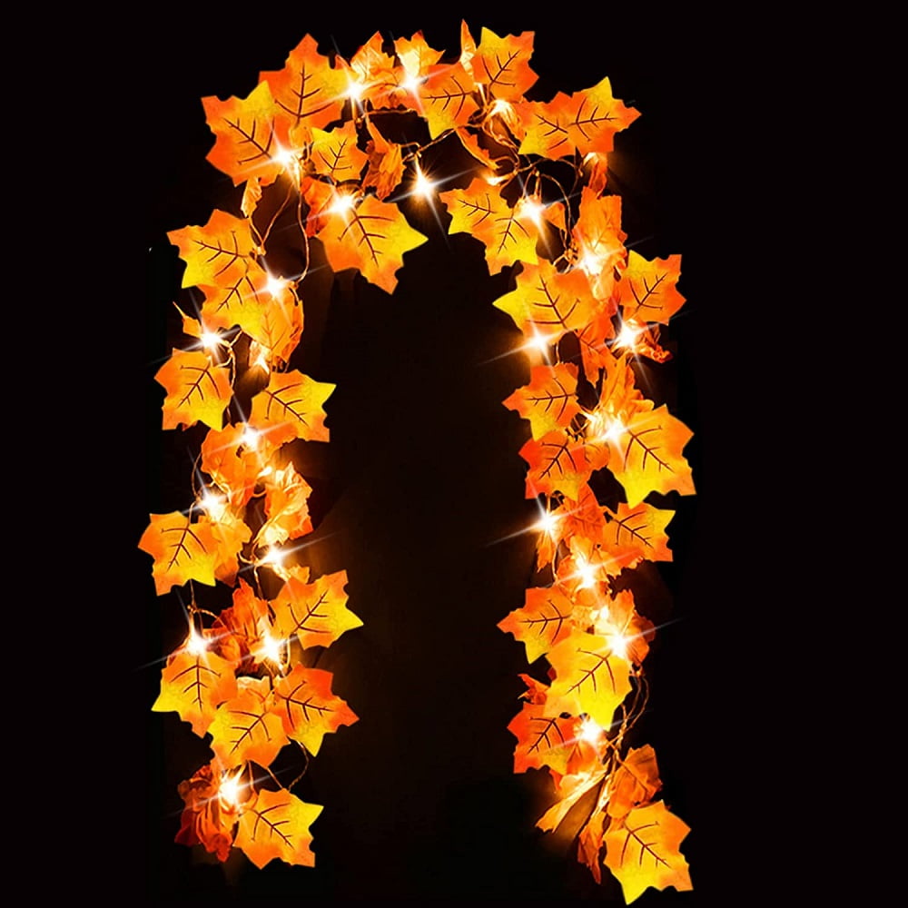 Thanksgiving Decorations Lighted Fall Garland, Maple Leaves String ...
