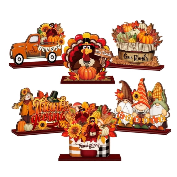 Thanksgiving Decorations for Home 6 Pcs Fall Centerpiece, Wooden Autumn ...