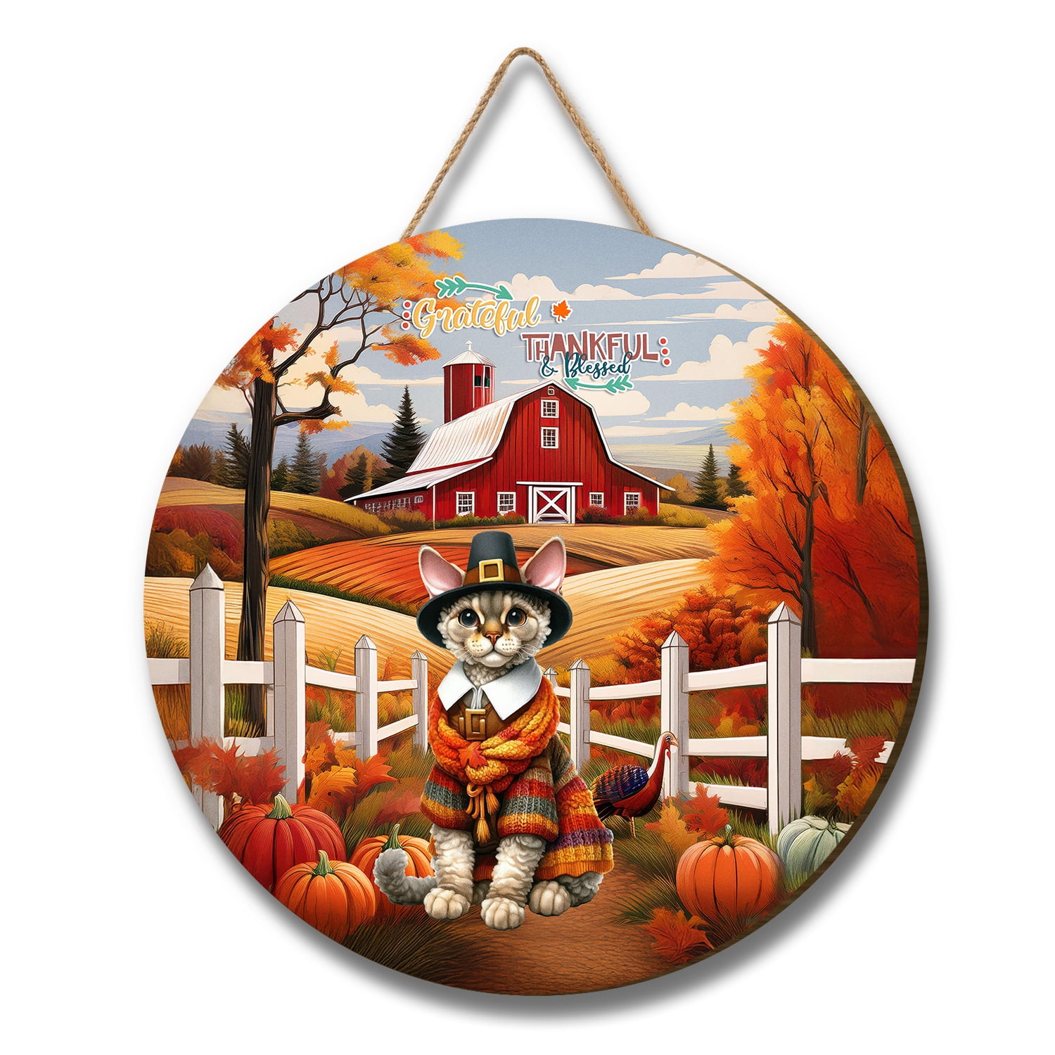 Thanksgiving Devon Rex Pilgrim Grateful, Thankful, Blessed Fall Welcome ...