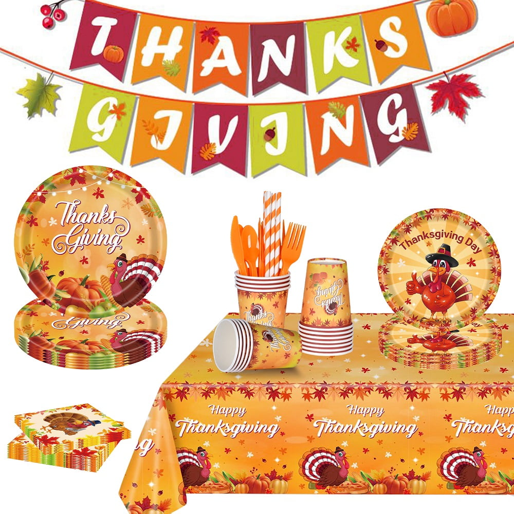 Thanksgiving Disposable Plates Set, Thanksgiving Disposable Plates for ...