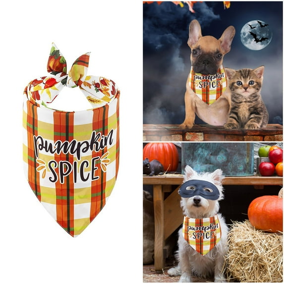 Thanksgiving Dog Bandana Adjustable Fall Pet Scarf Triangle Bib with ...