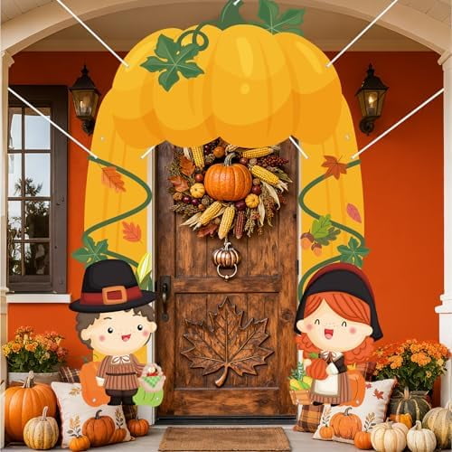 Thanksgiving Door Cover Banner Decorations Happy Fall Door Banner for ...