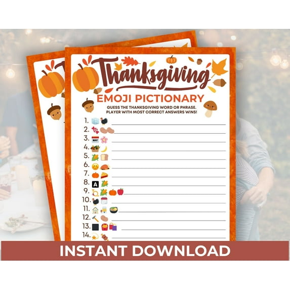 Thanksgiving Emoji Game, Fun Holiday Party Trivia for Family and ...