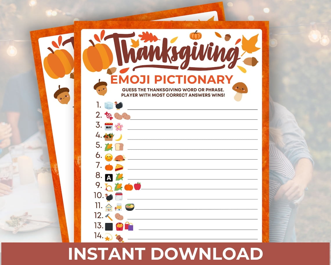 Thanksgiving Emoji Game, Printable Thanksgiving Trivia for Adults ...