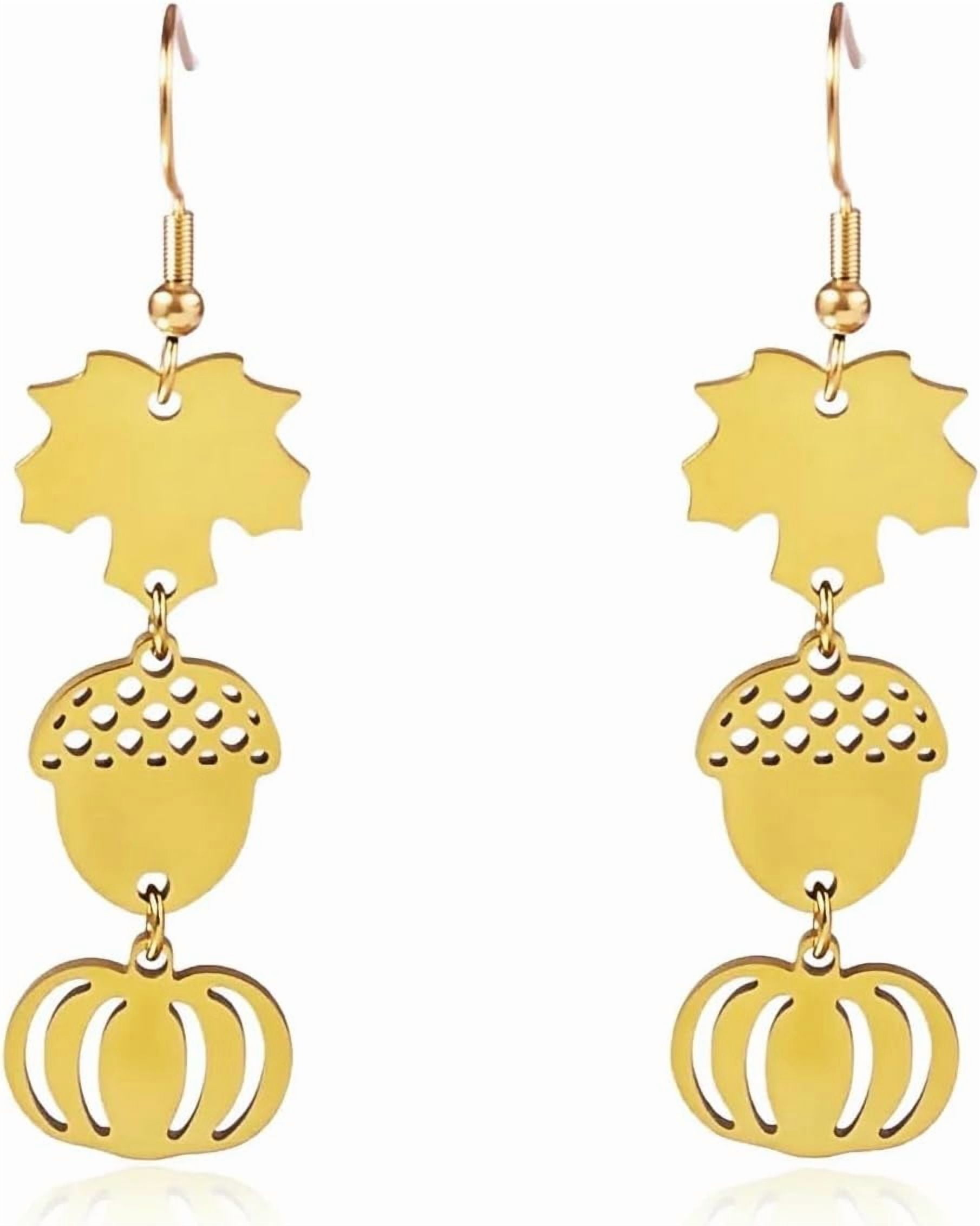 Thanksgiving Fall Earrings for Women Dangle Gold Autumn Pumpkin Maple ...
