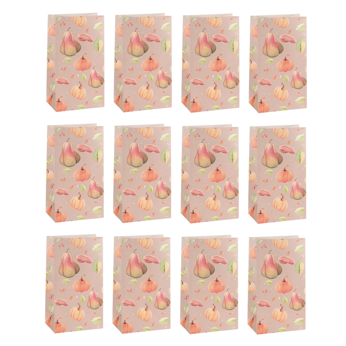 Thanksgiving Fall Flat Treat Bags Paper Bags Maple Leaves Sunflowers ...