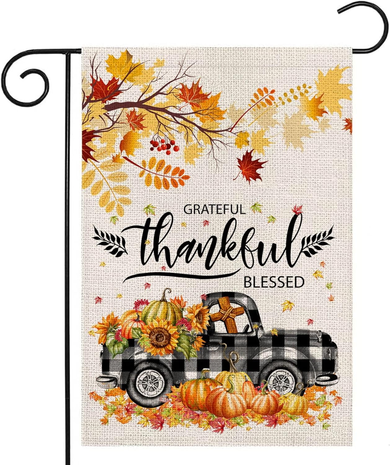 Thanksgiving Fall Garden Flag Double Sided, Thankful Grateful Blessed ...