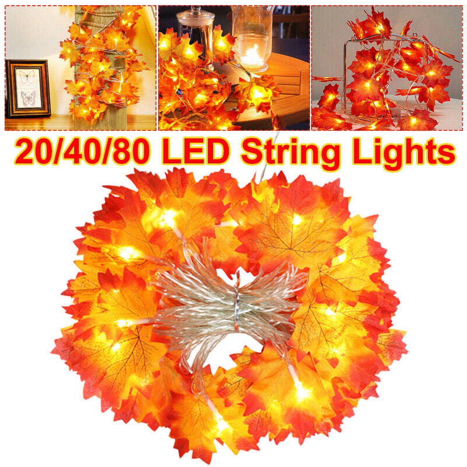 Thanksgiving Fall Maple Leaf Garland Lights, 10ft 20 LED Maple Leaves ...