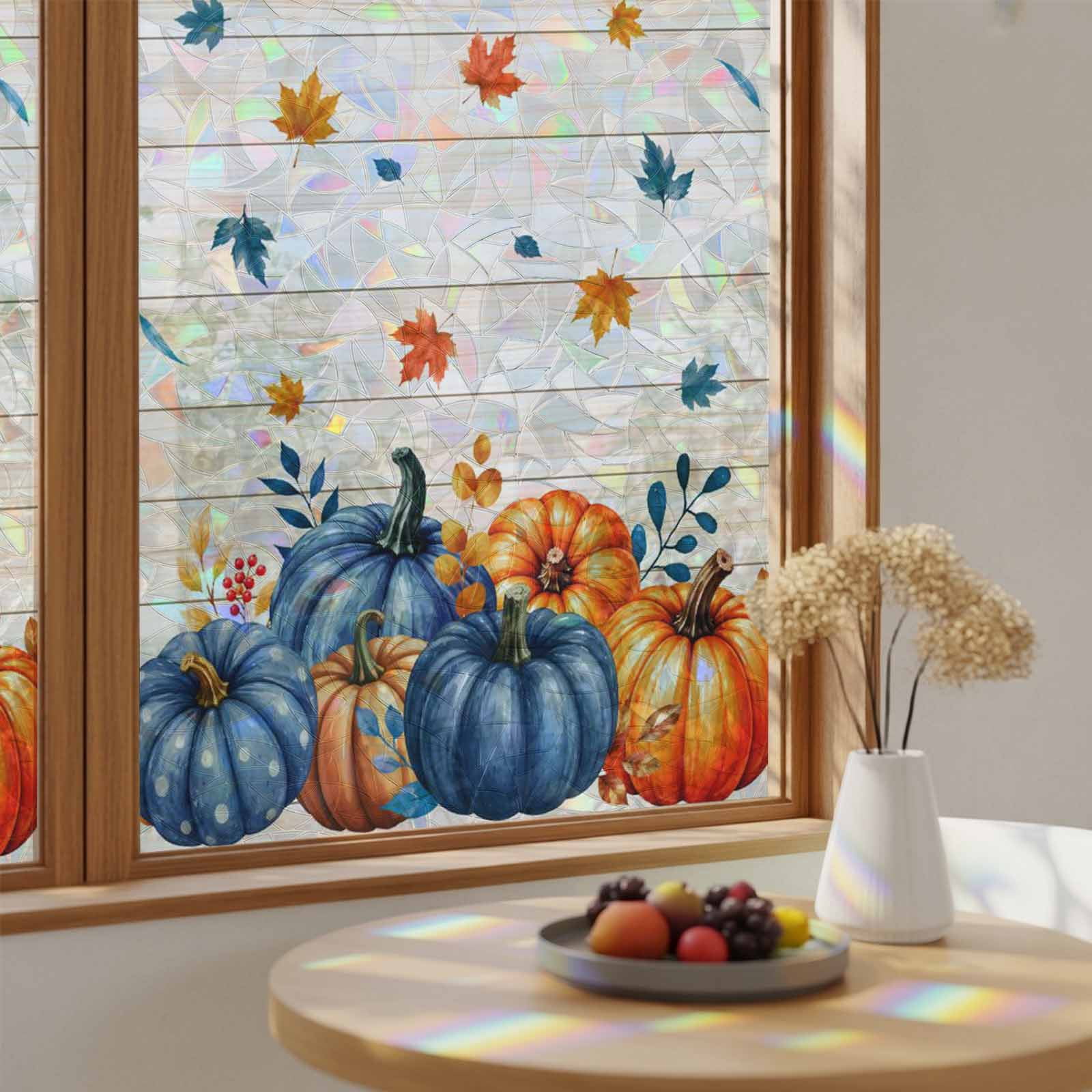 Thanksgiving Fall Orange Blue Pumpkin Window Privacy Film,Heat Control ...