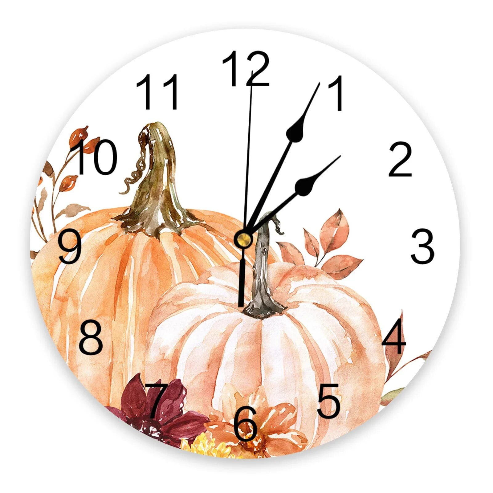 Thanksgiving Fall Pumpkin Maple Leaf Wall Clock Modern Design Silent ...