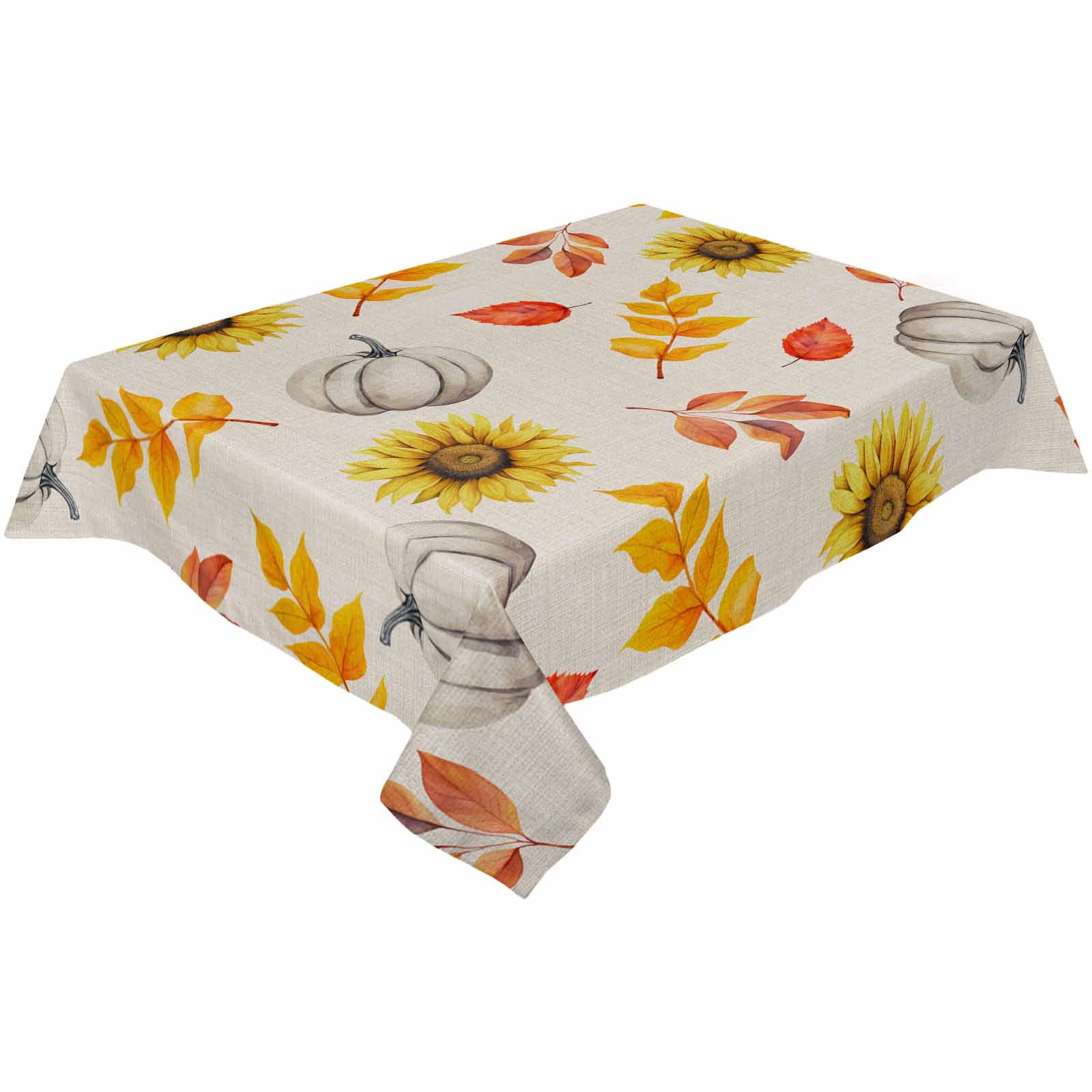 Thanksgiving Fall Rectangle Tablecloths 54x120,White Pumpkin Sunflower ...