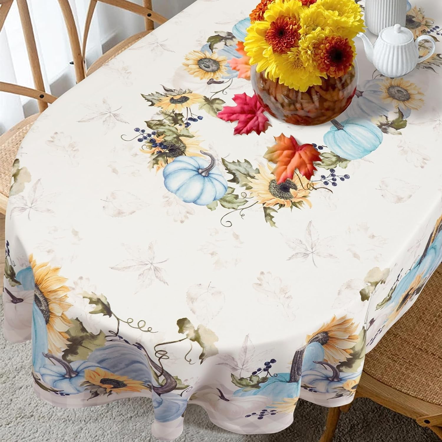Thanksgiving Fall Tablecloth for Round,Oval,Rectangle Tables,Waterproof ...