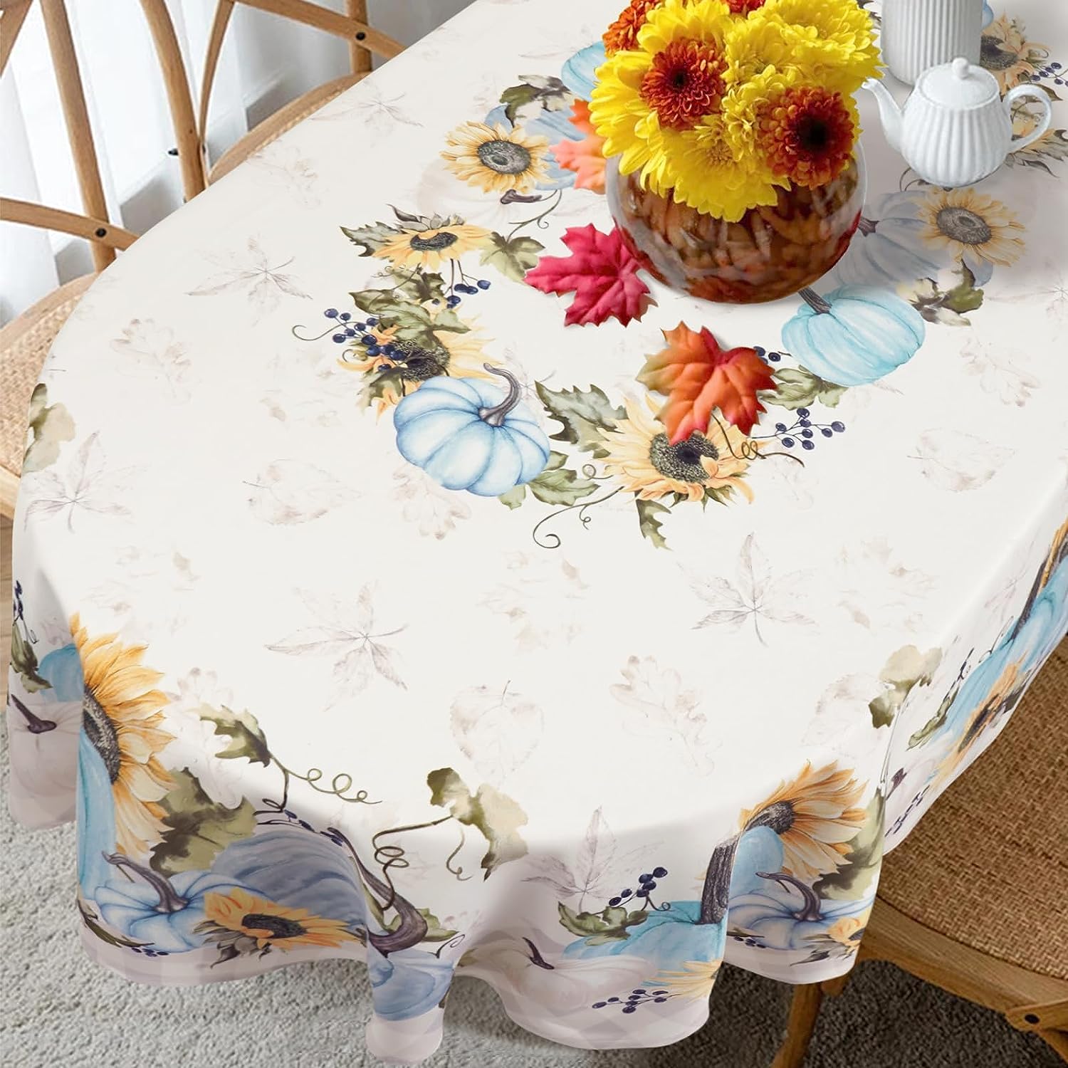 Thanksgiving Fall Tablecloth for Round,Oval,Rectangle Tables,Waterproof ...