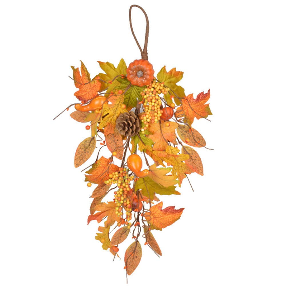 Thanksgiving Fall Teardrop Swag, 25inch Artificial Fall Maple Swag ...