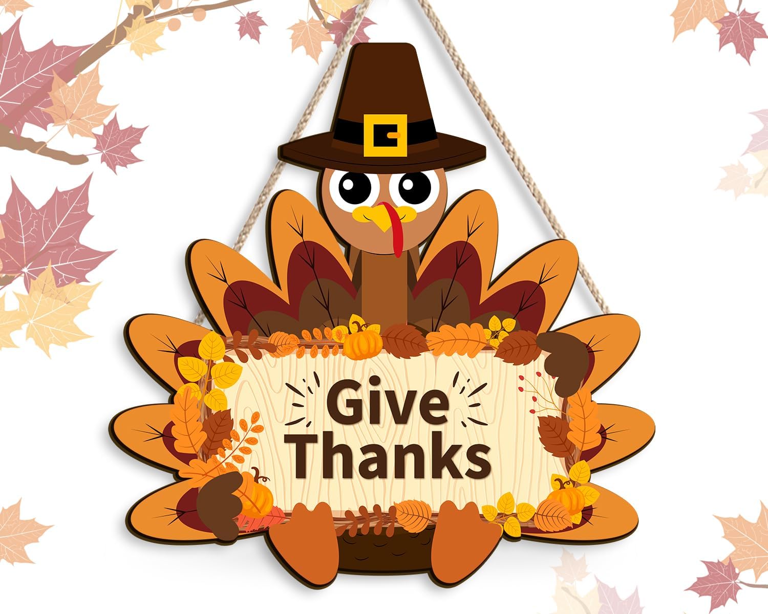 Thanksgiving Fall Welcome Sign Turkey Front Door Wall Signs Hanging ...