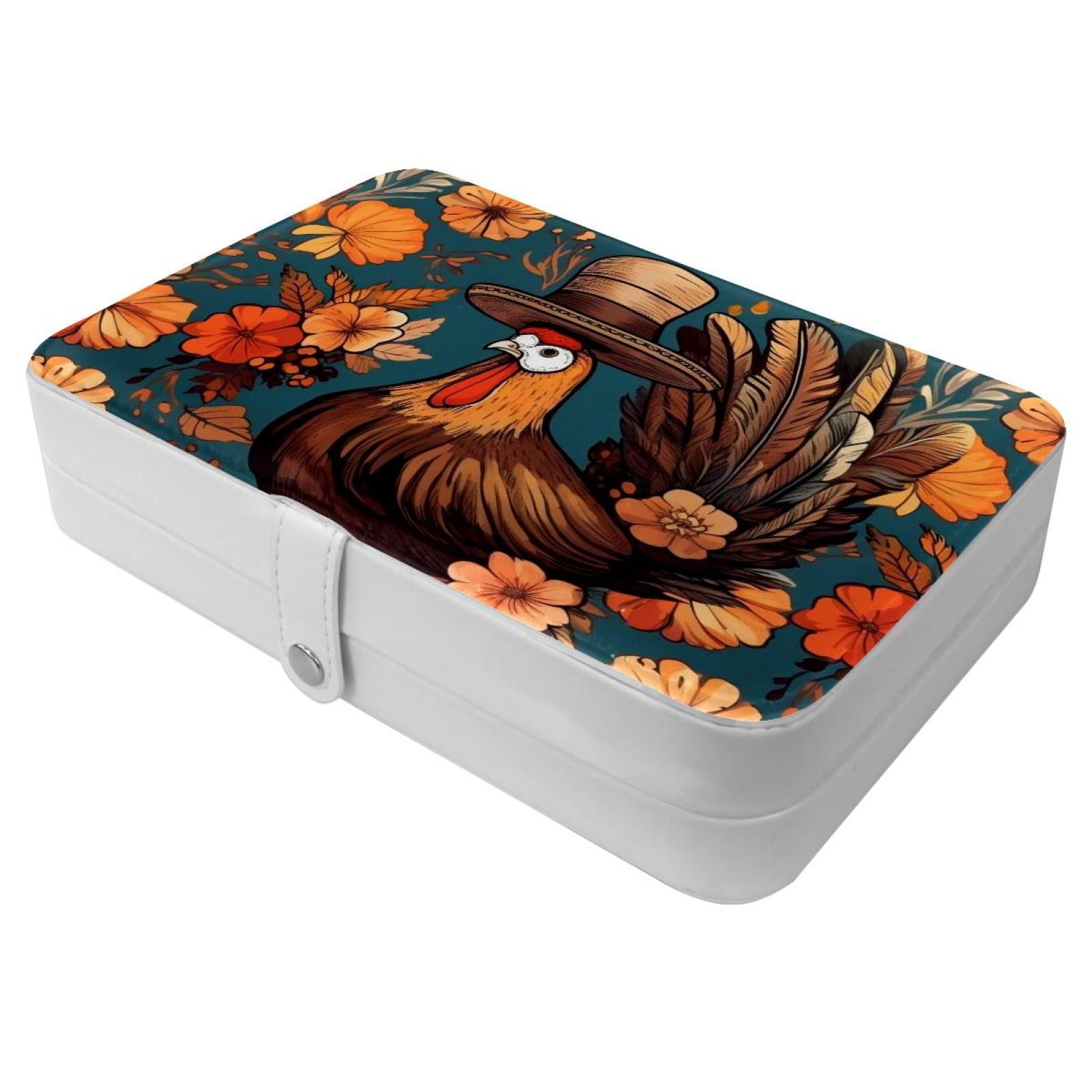 Thanksgiving Flower Turkey Travel Jewelry Box - Compact and Portable ...