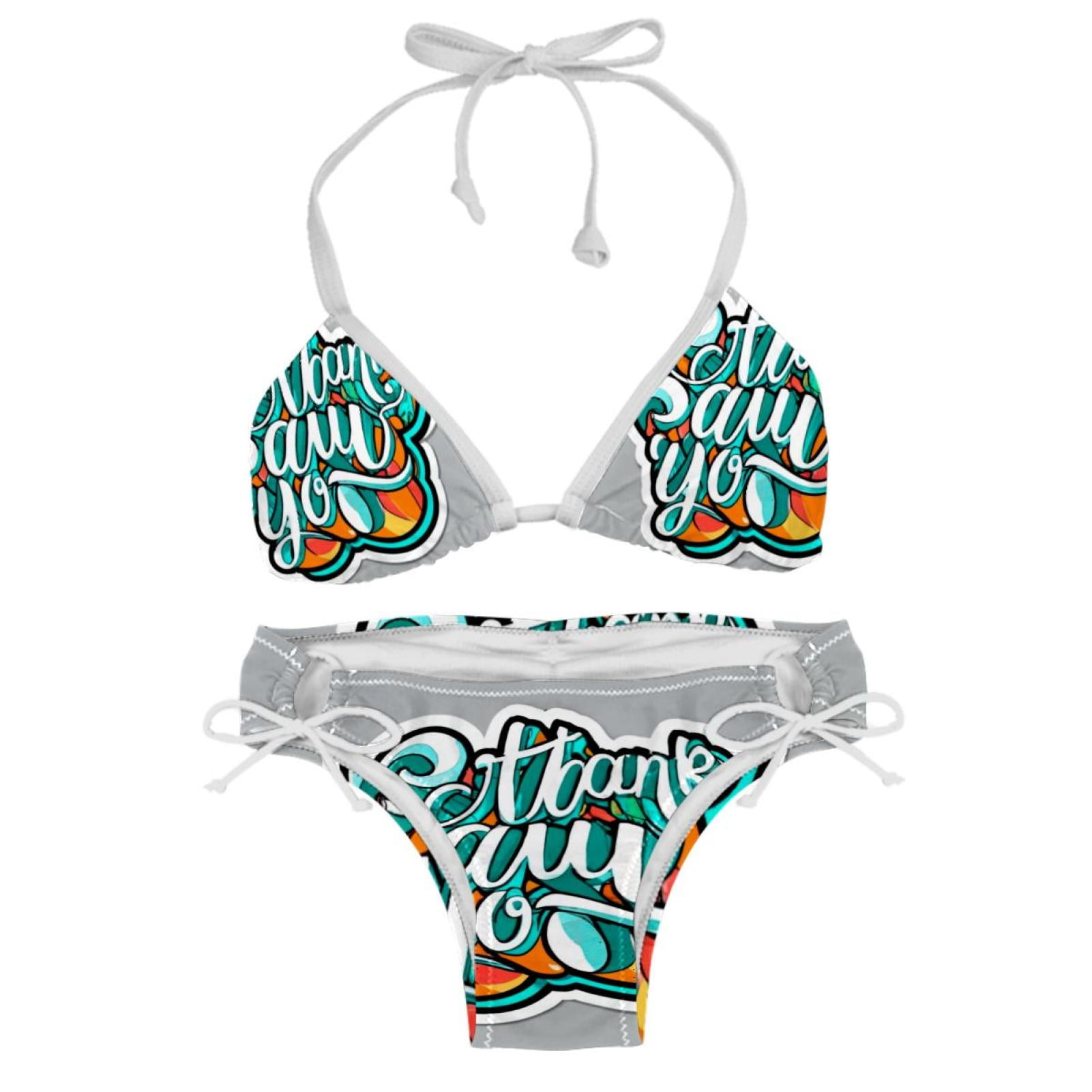 Thanksgiving Font Adjustable Strap Bikini Set with Detachable Sponge ...
