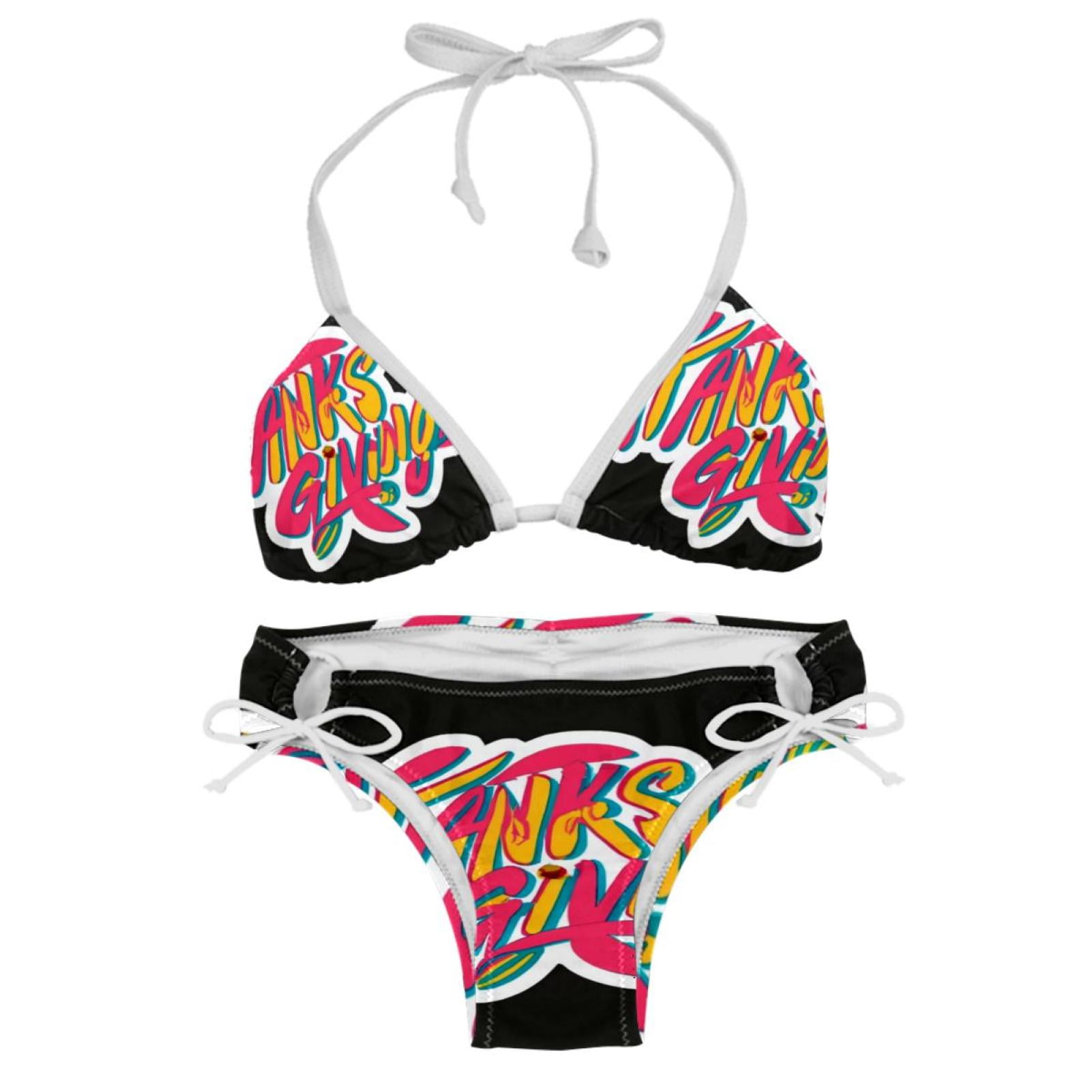 Thanksgiving Font Detachable Sponge Adjustable Strap Bikini Set Two ...