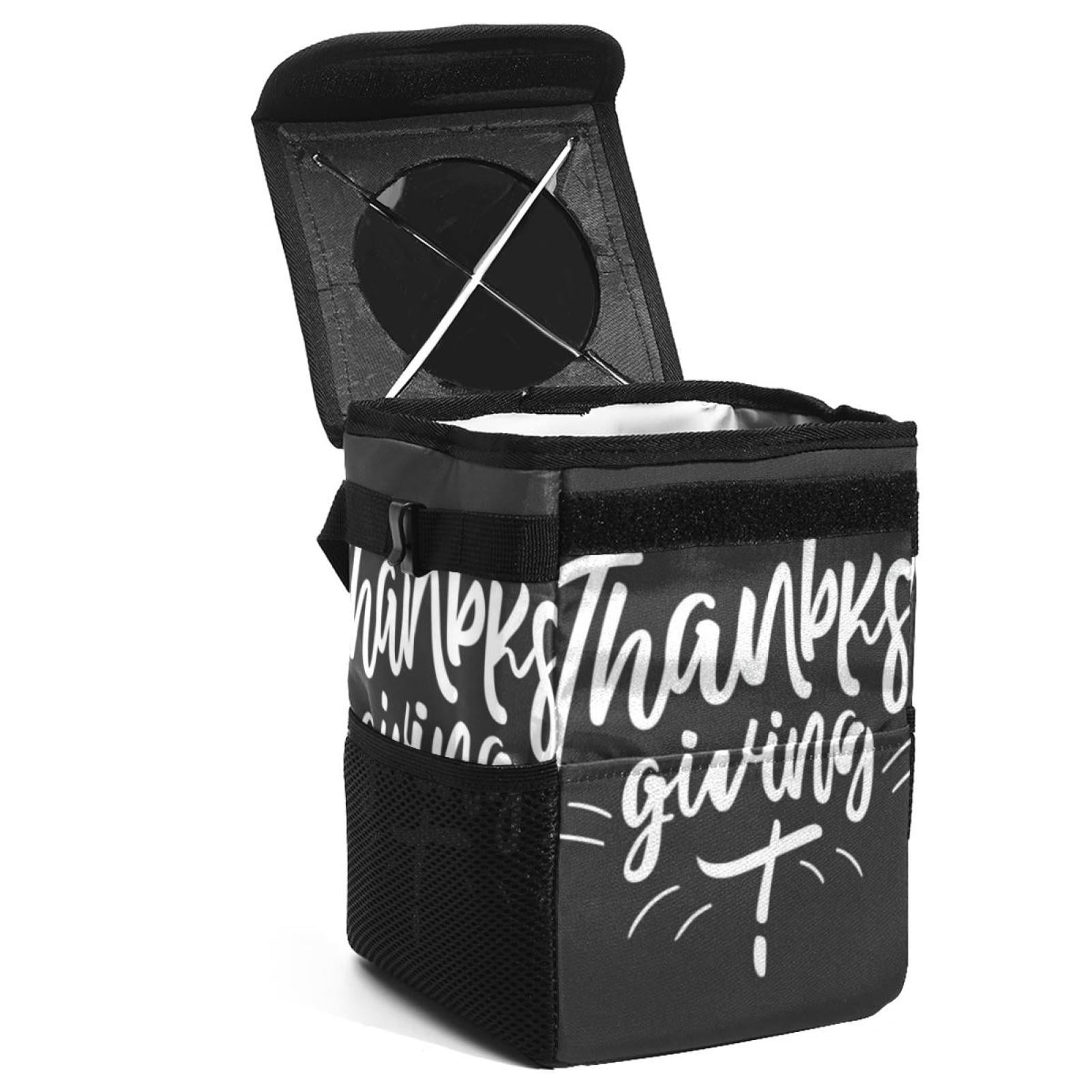 Thanksgiving Font Foldable Car Trash Bin with Lid, Leak-Proof Mini ...