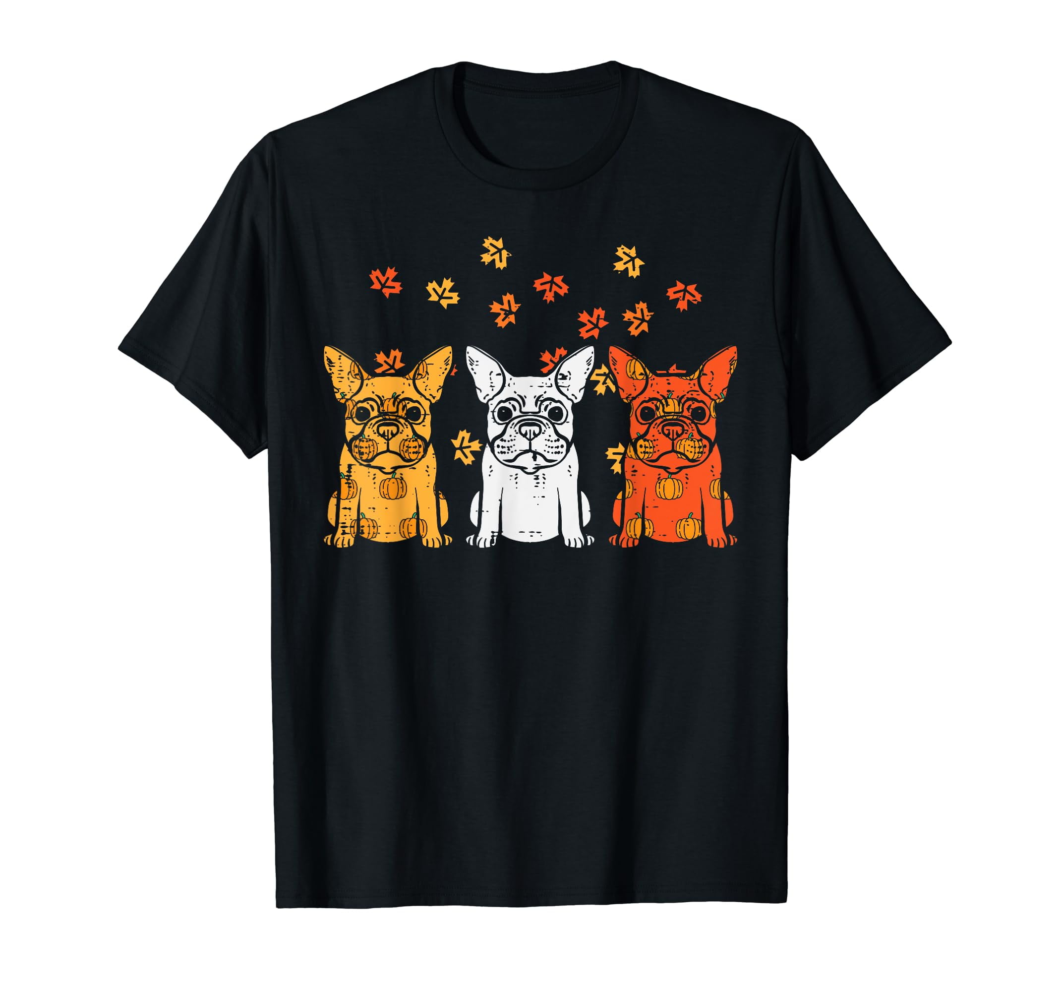 Thanksgiving French Bulldog Fall Frenchie Dog Men Black T-Shirt ...