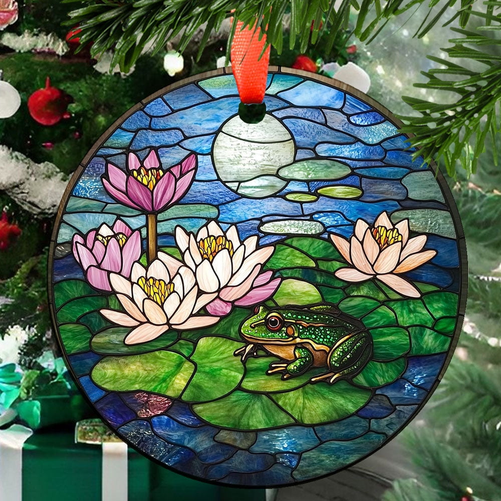 Thanksgiving Frog and Lotus Ornament Window Hanging by Clare Donovan ...