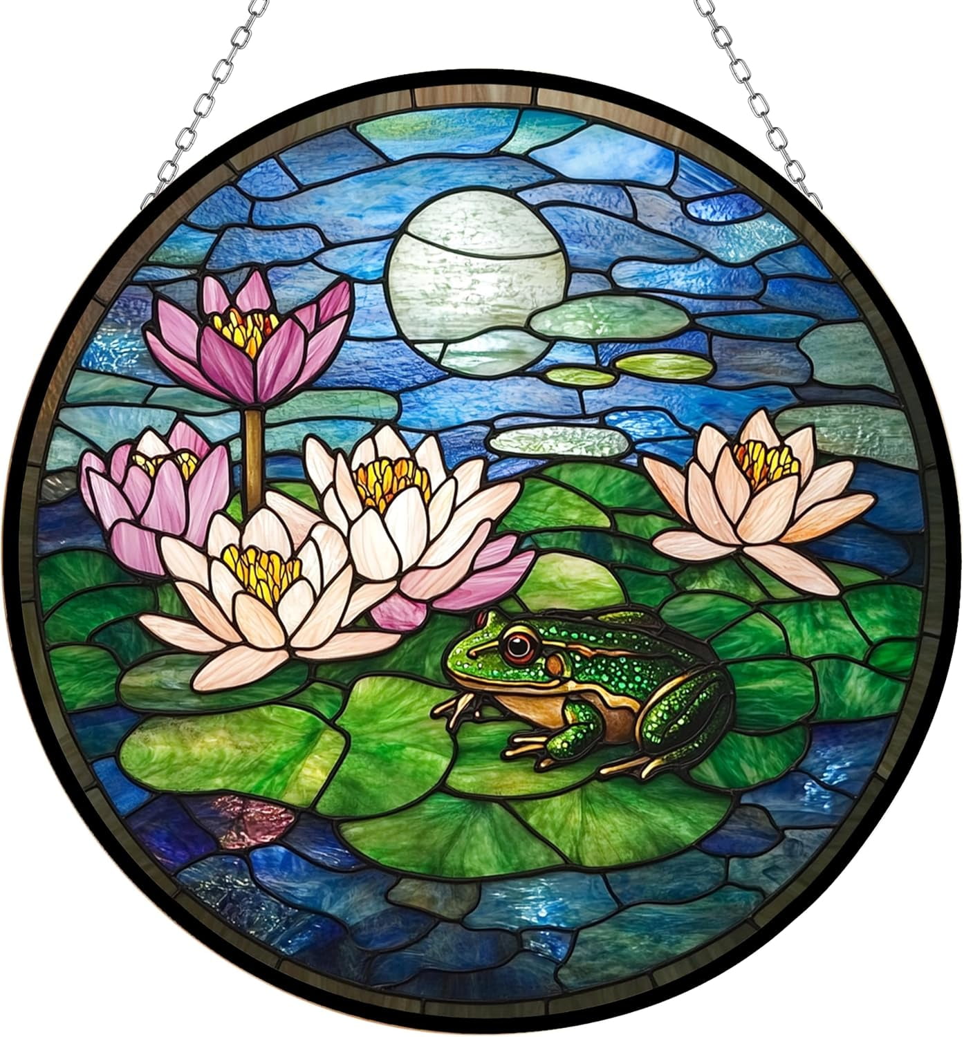Thanksgiving Frog and Lotus Stained Glass Window Hanging by Clare ...