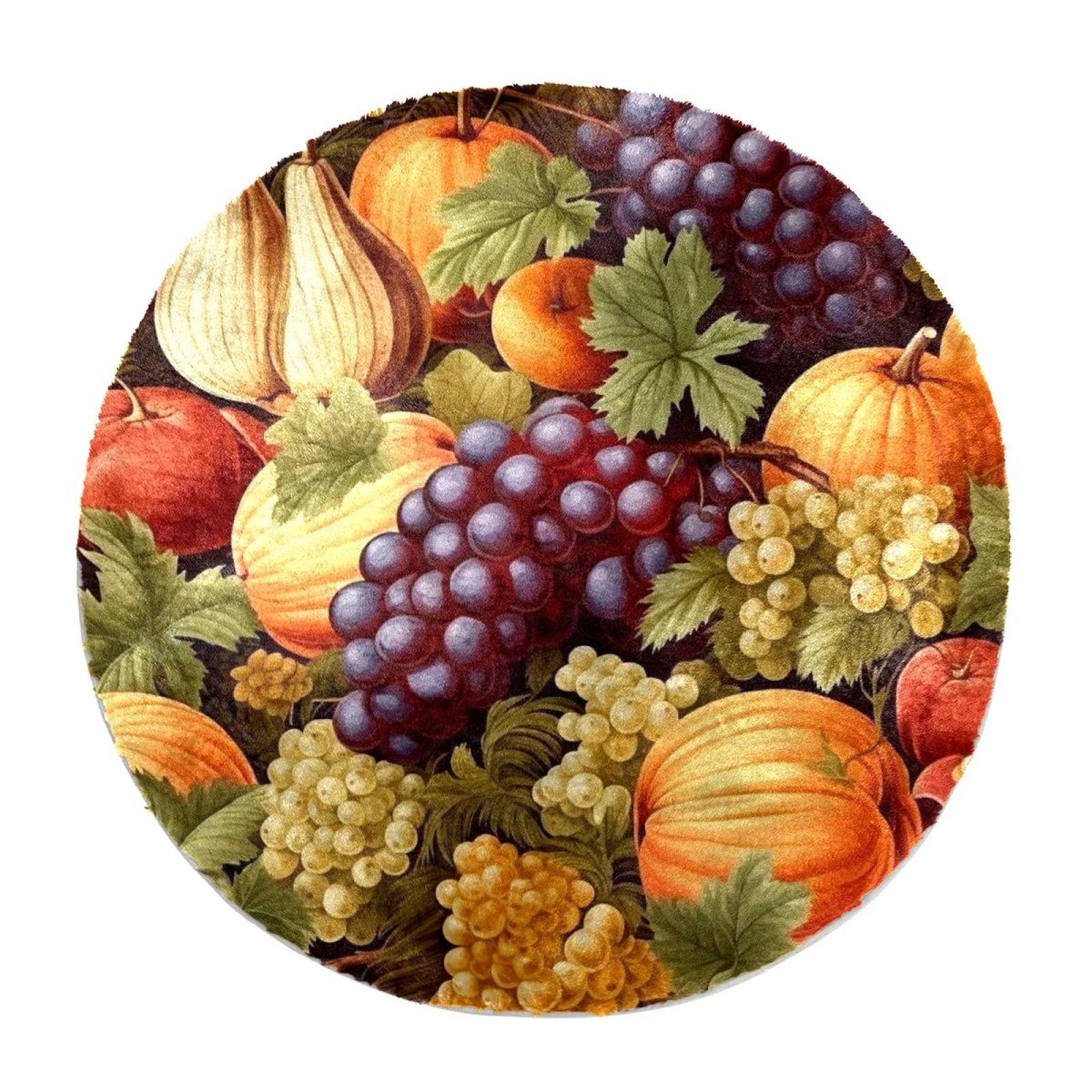 Thanksgiving Fruit Soft Round Rug, Fluffy Furry Circle Rug for Teens ...