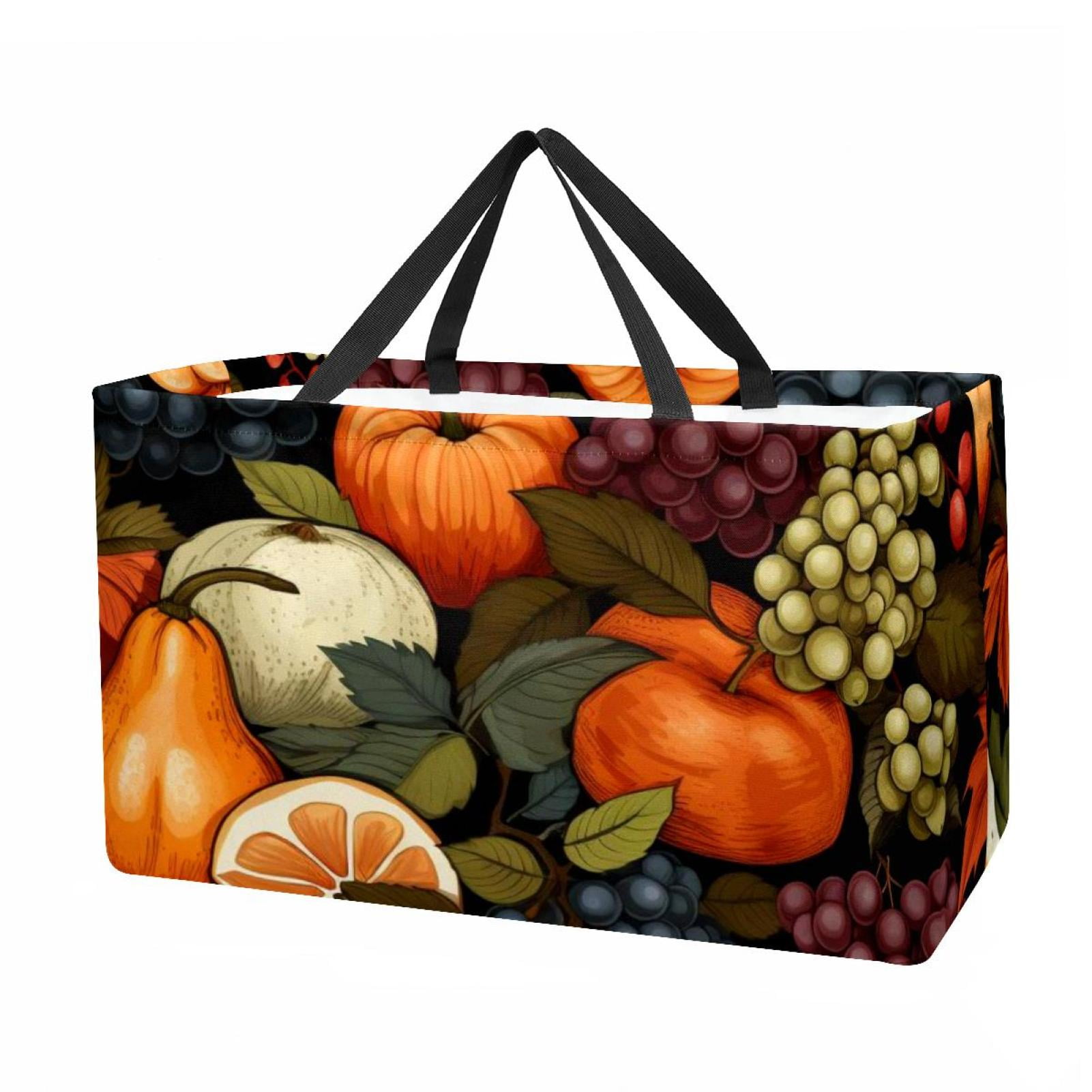 Thanksgiving Fruits Large Foldable Storage Basket and Grocery Bags ...