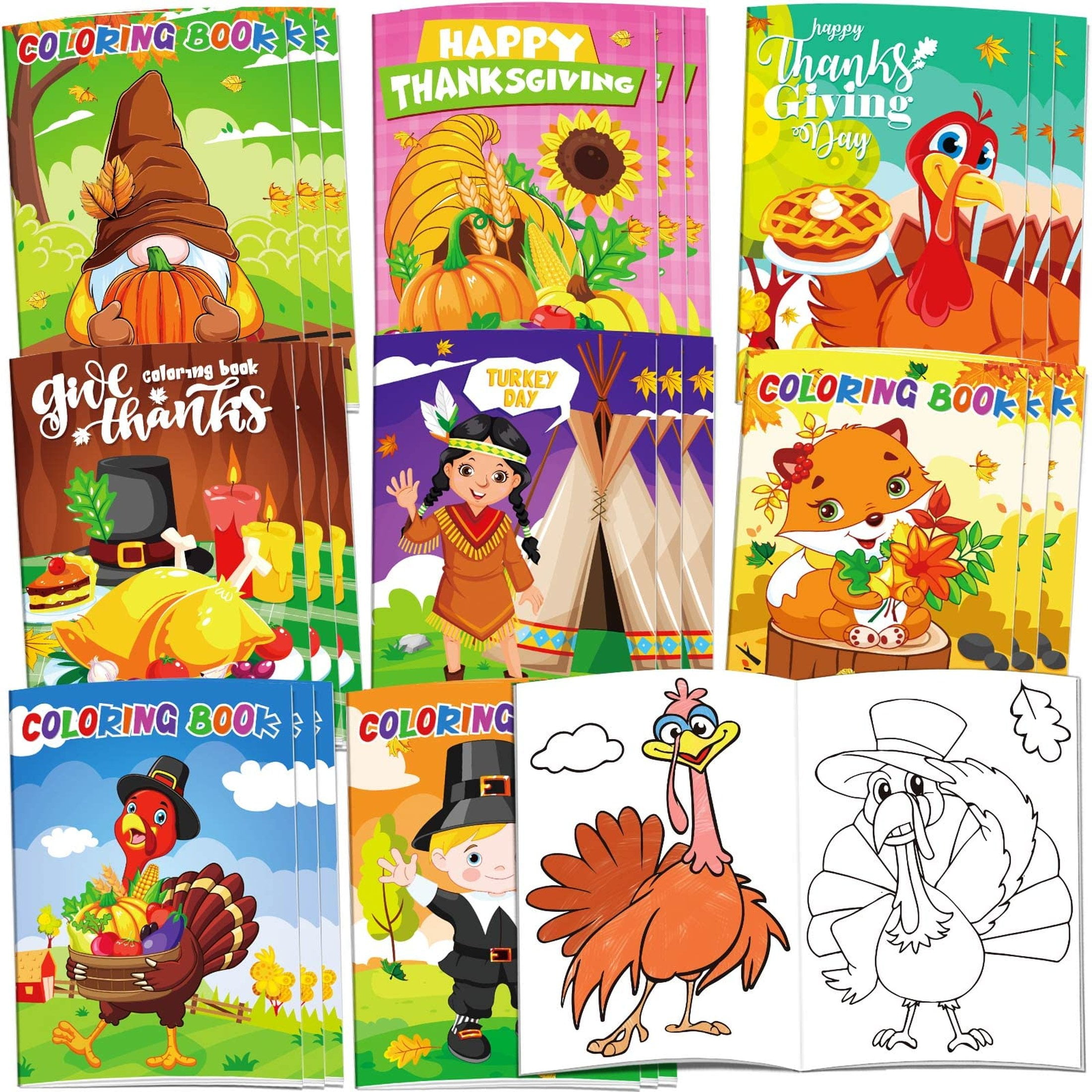 Thanksgiving Fun Pack: 32 Coloring Books for Kids - Indoor Party ...