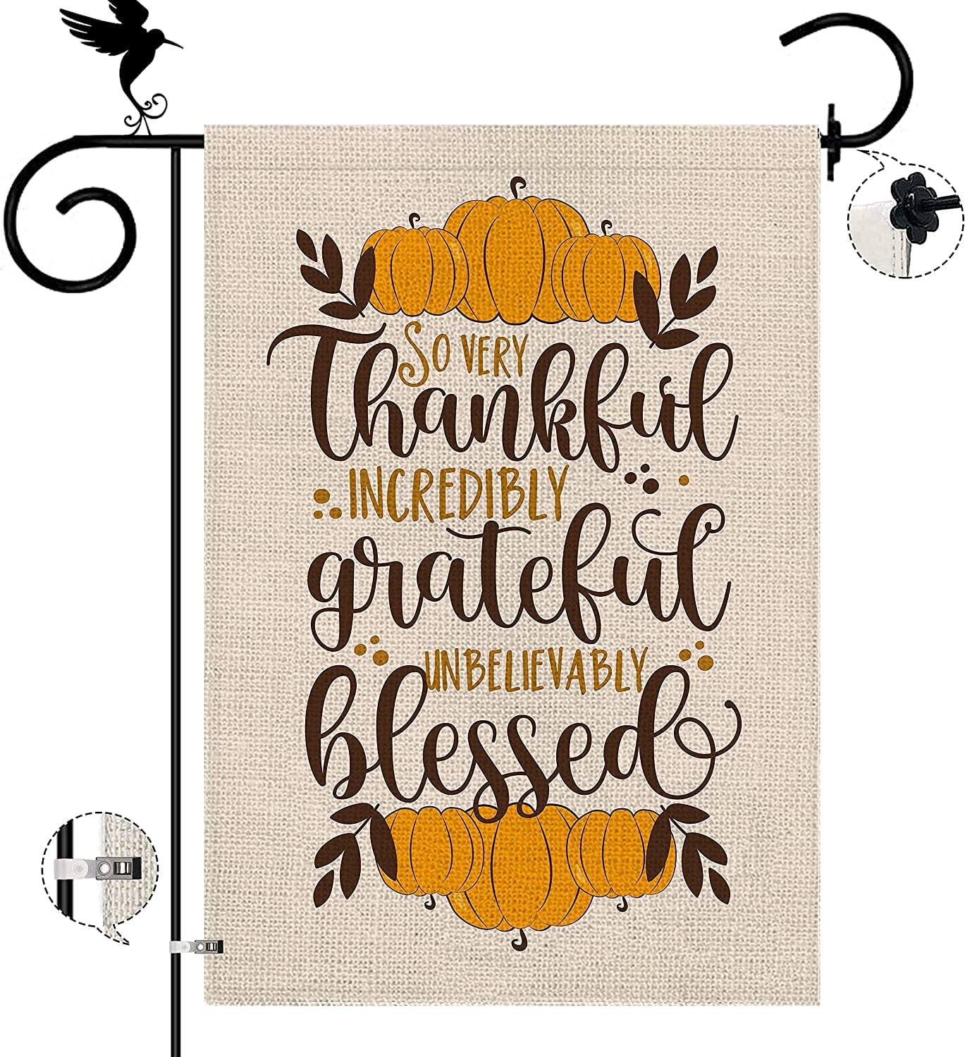 Thanksgiving Garden Flag 12x18 Inch Double Sided Vertical Thankful ...