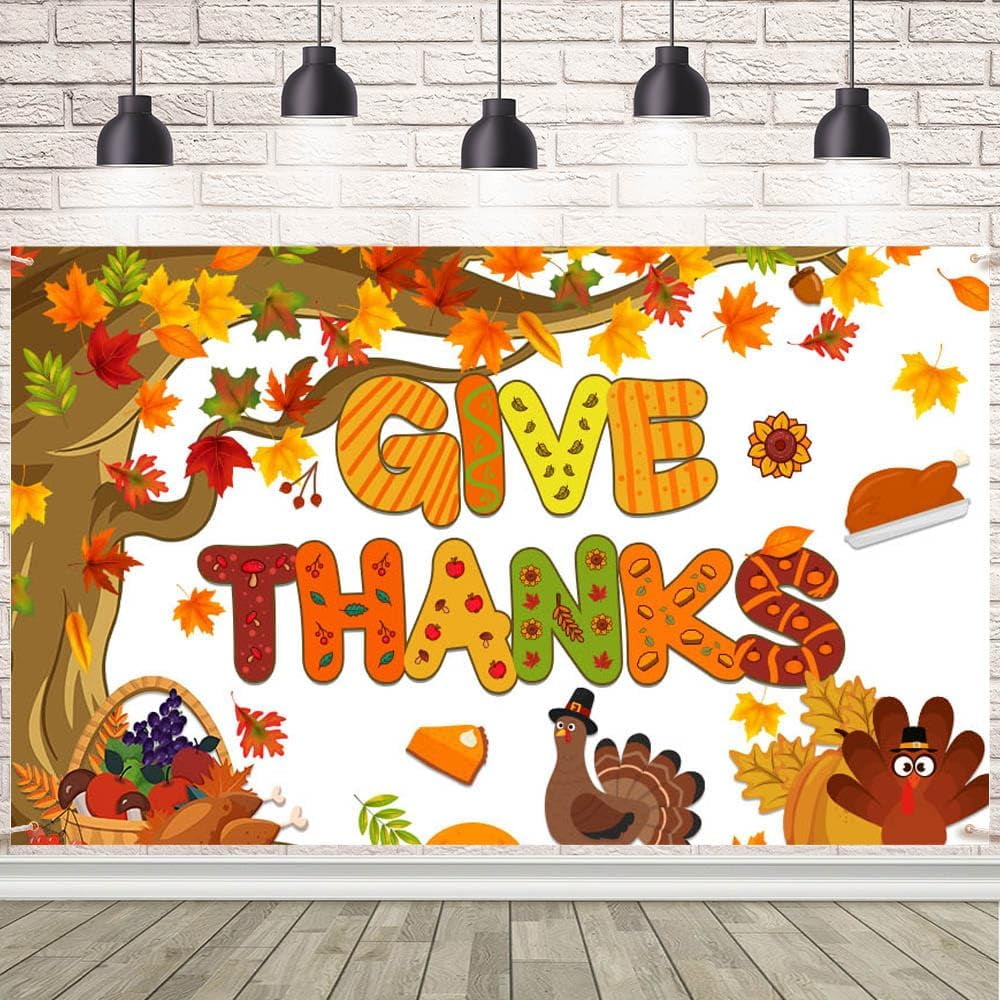 Thanksgiving Give Thanks Backdrop Fall Give Thanks Tree Religious ...