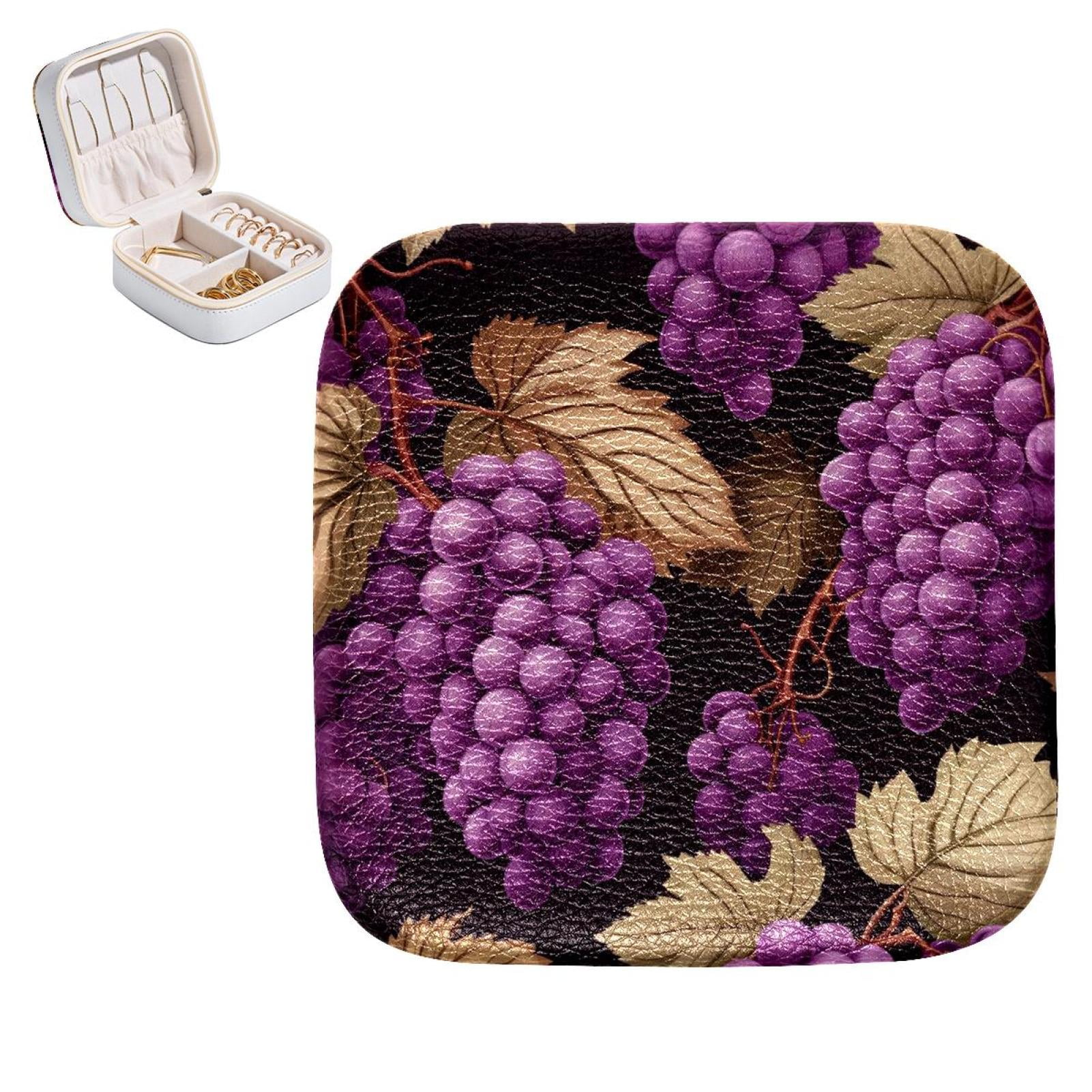 Thanksgiving Grapes Portable Square Jewelry Box Organizer for Rings ...
