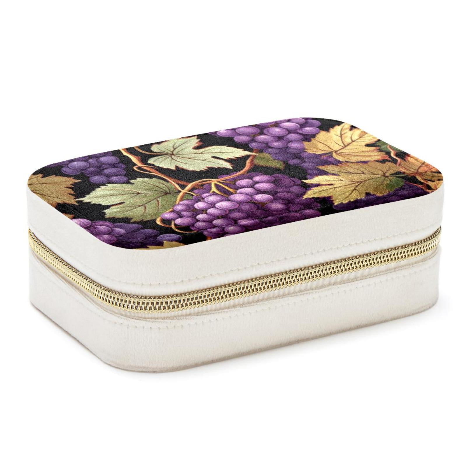 Thanksgiving Grapes Velvet Portable Jewelry Box with Removable ...