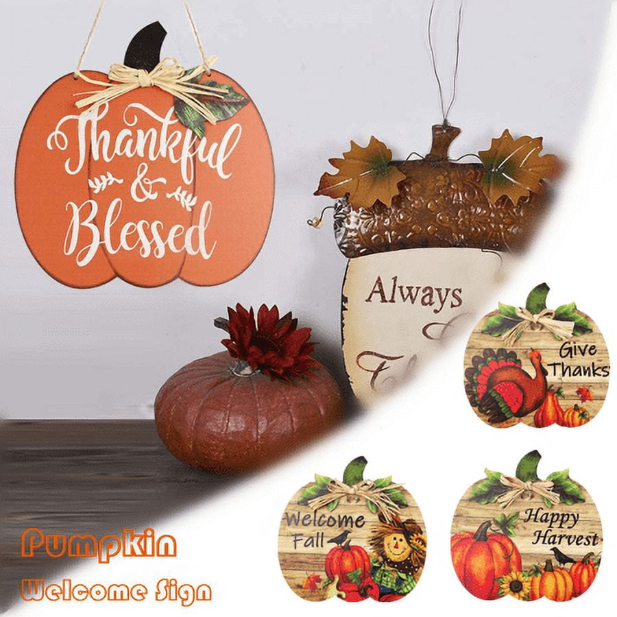 Thanksgiving Hanging Sign, ZOELNIC Welcome Fall Pumpkin Turkey Fall ...
