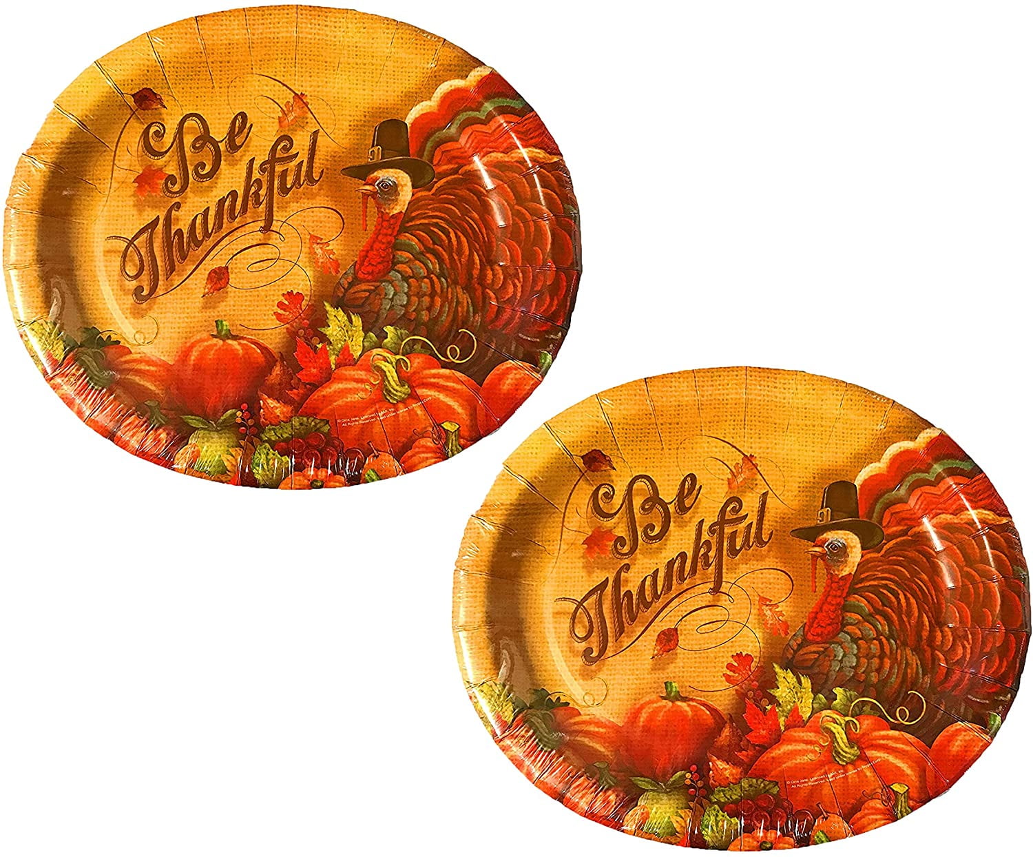 Thanksgiving Harvest "Be Thankful" Oval Paper Disposable Plates, 12.25 ...