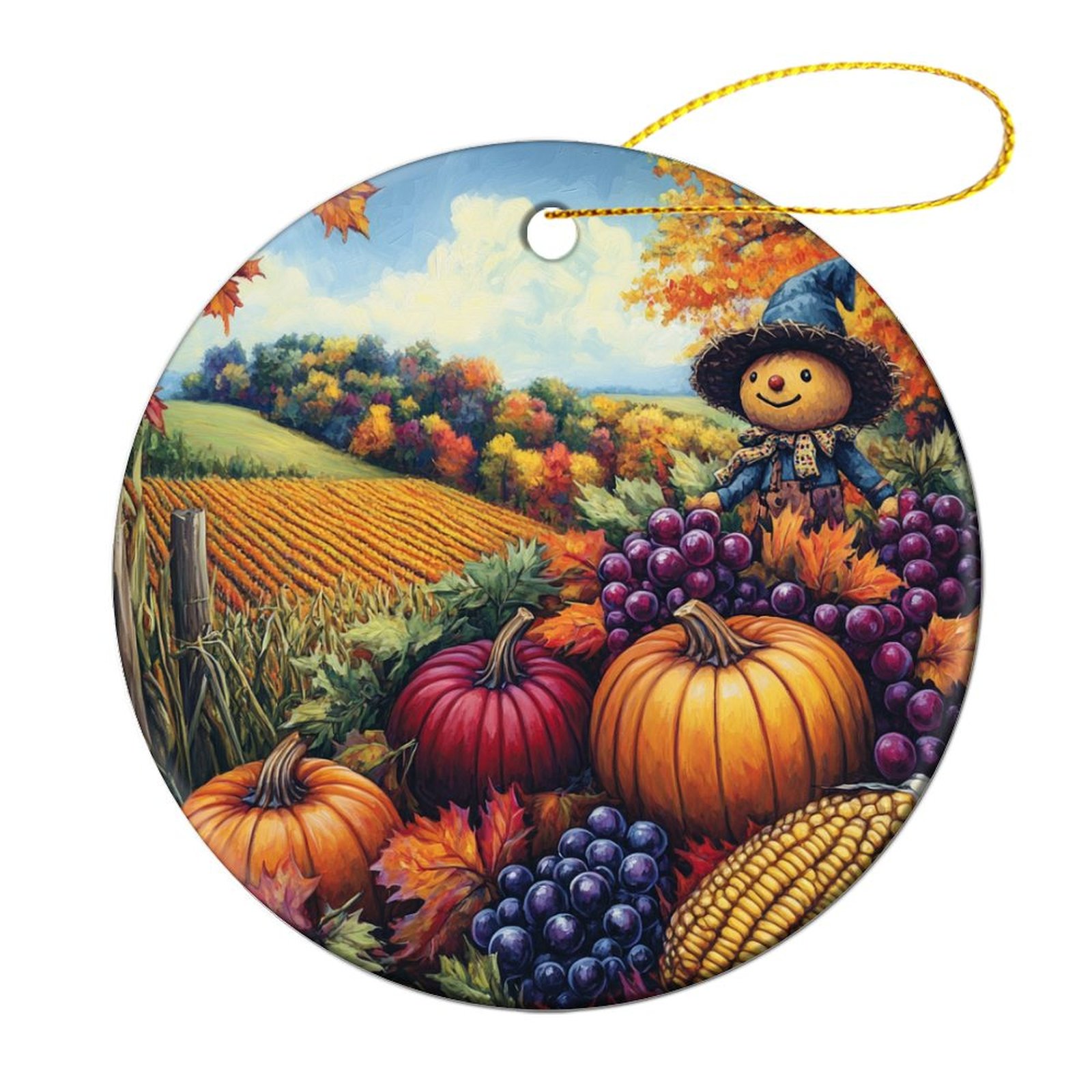 Thanksgiving Harvest Cornucopia Colorful Pumpkin, Scarecrow Christmas ...