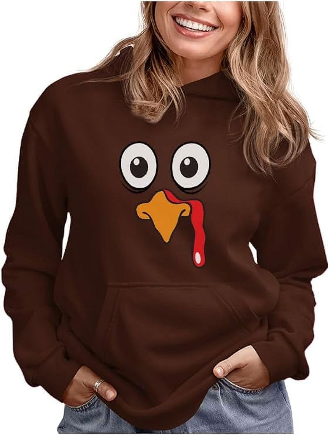 Tstars Thanksgiving Hoodie Funny Turkey Face Gobble Sweatshirt for ...