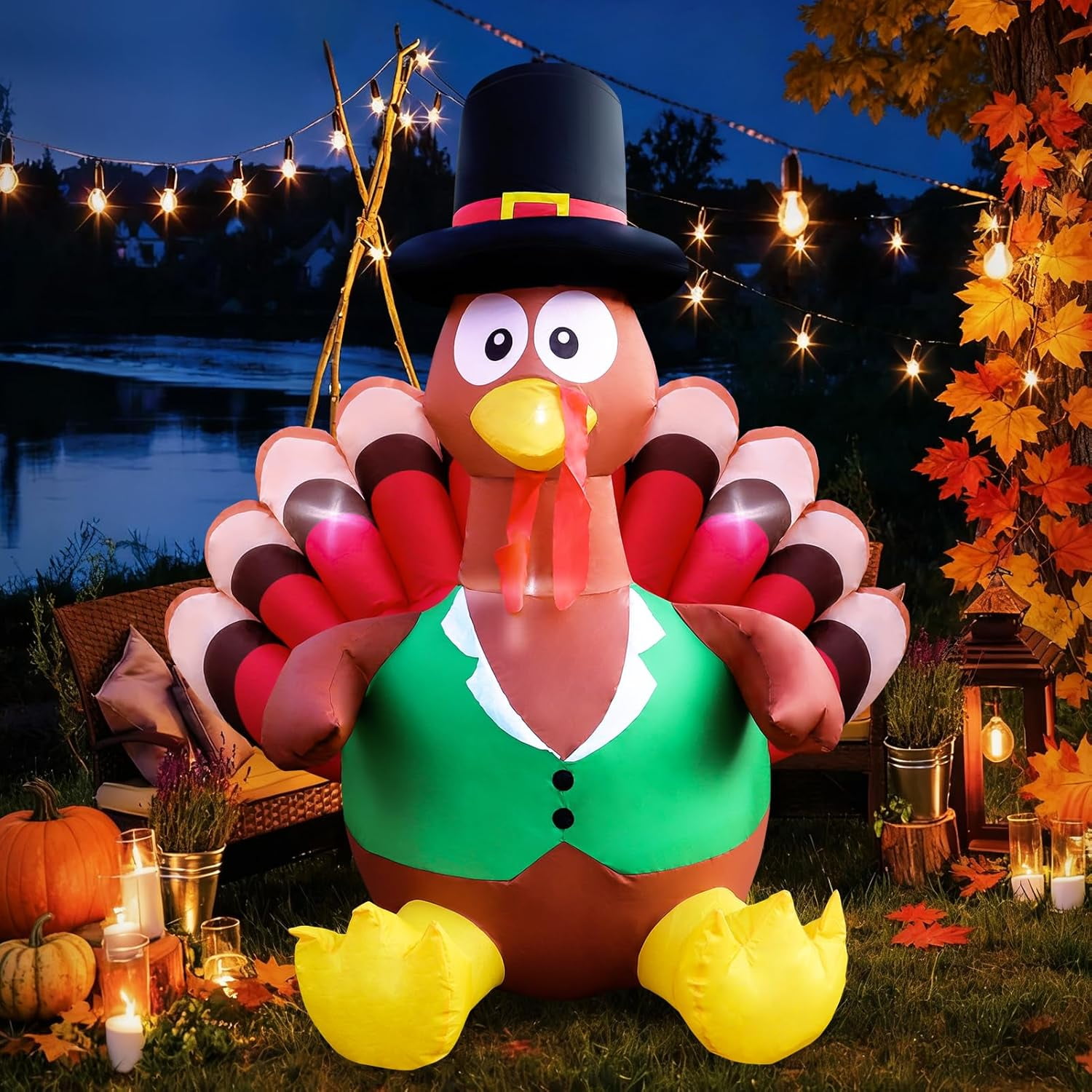 Thanksgiving Inflatable Turkey Outdoor, 4.2 Ft Blow Up Turkey ...